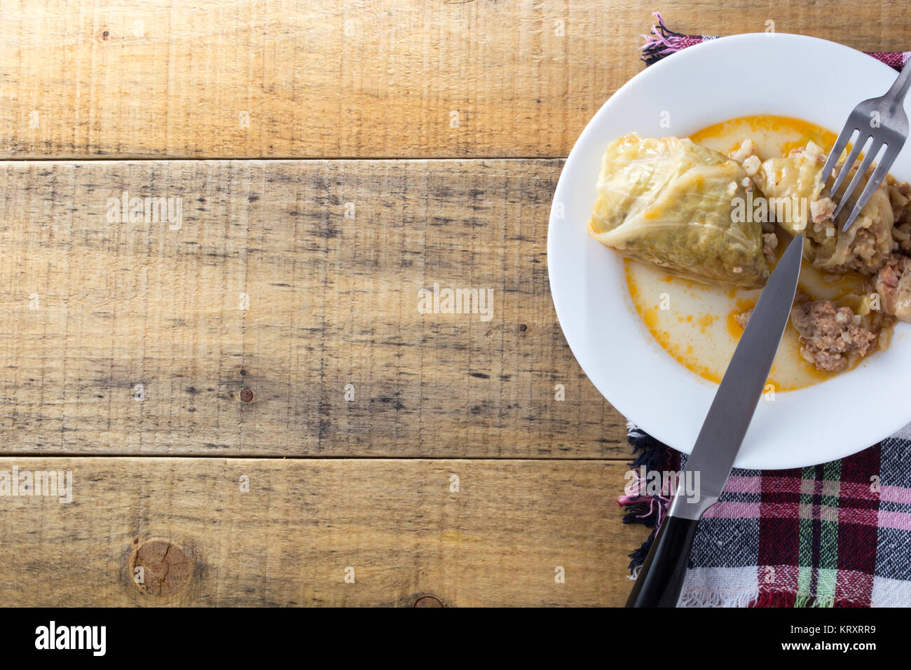 Serbian dish sarma served in white plate Stock Photo - Alamy