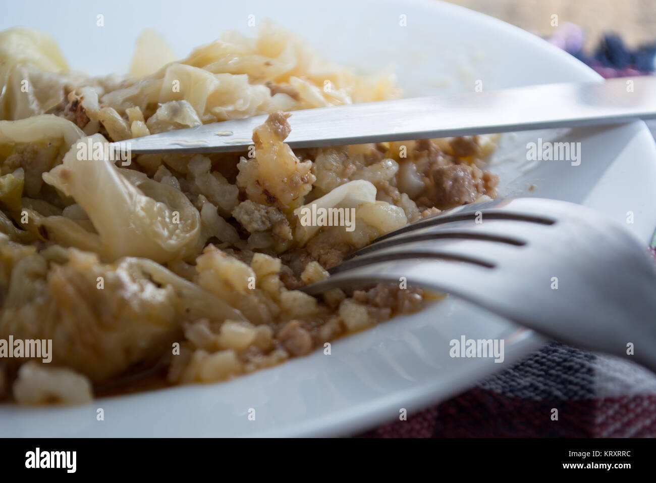 Serbian dish sarma served in white plate Stock Photo - Alamy