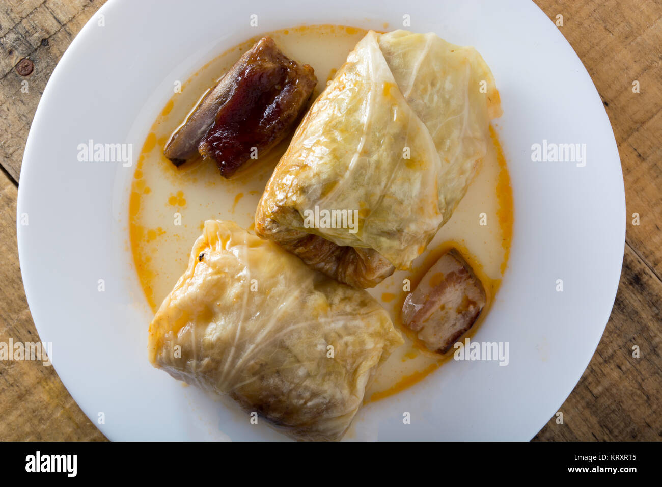 Serbian dish sarma served in white plate Stock Photo - Alamy
