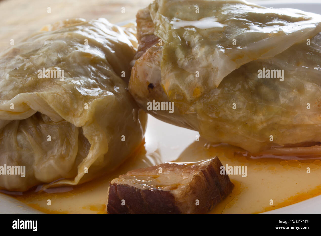 Serbian dish sarma served in white plate Stock Photo - Alamy