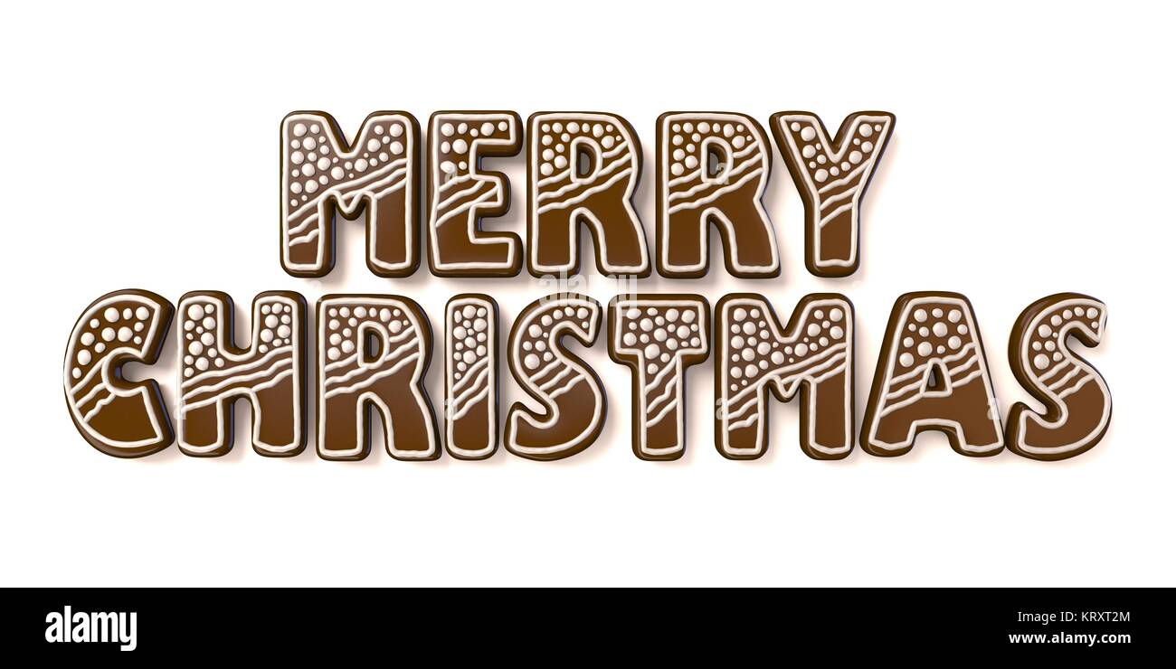 Merry Christmas gingerbread sign. 3D Stock Photo - Alamy