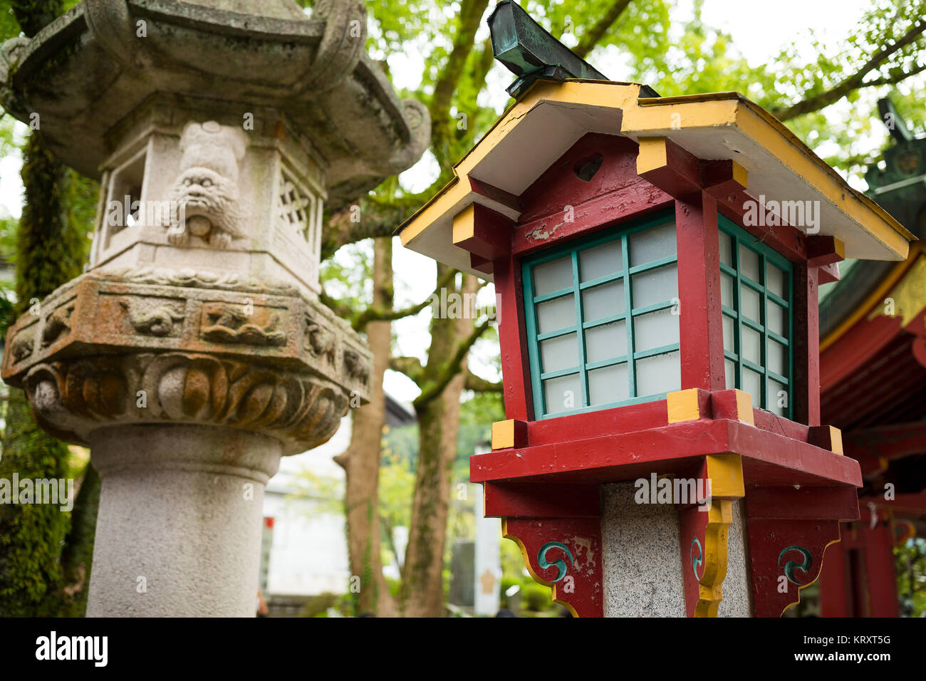 Japanese lantern in Temple Stock Photo - Alamy