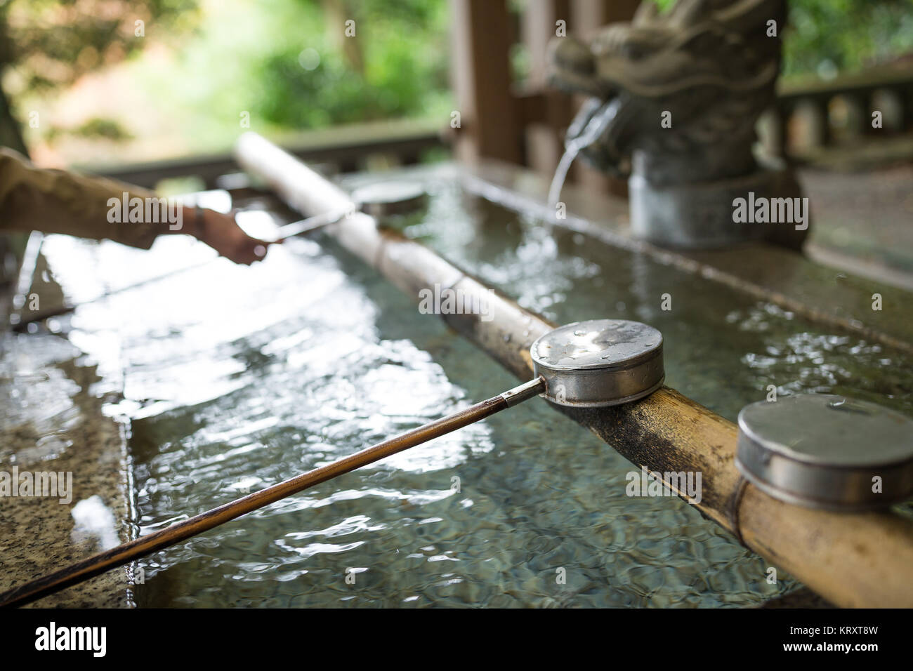 Water ladle in Japanese Shrine Stock Photo - Alamy