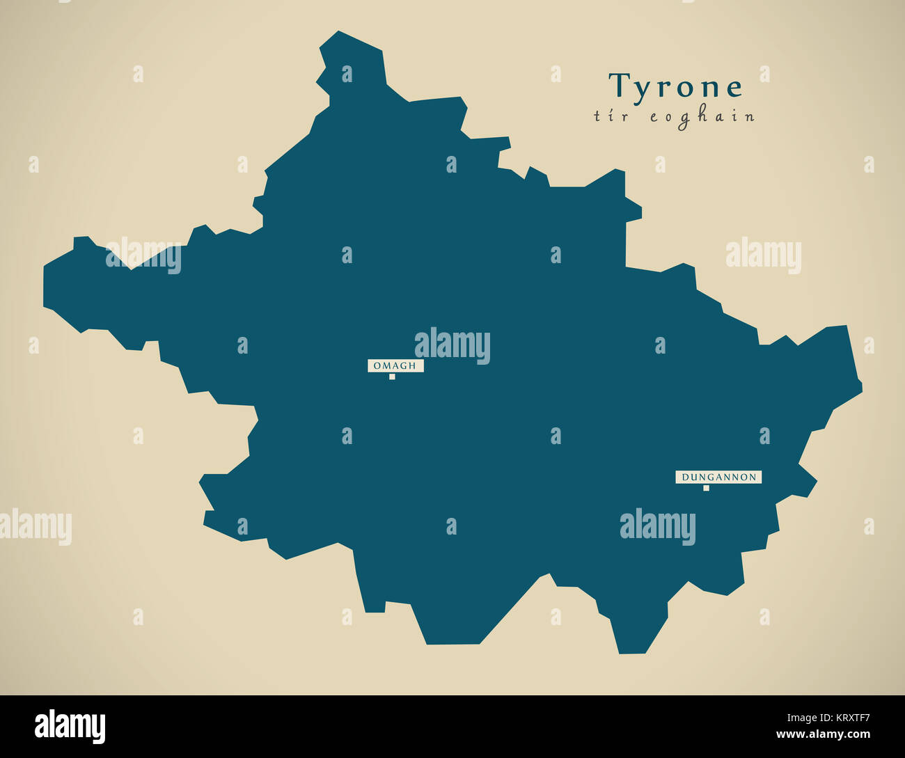 Modern Map - Tyrone UK Northern Ireland illustration Stock Photo - Alamy