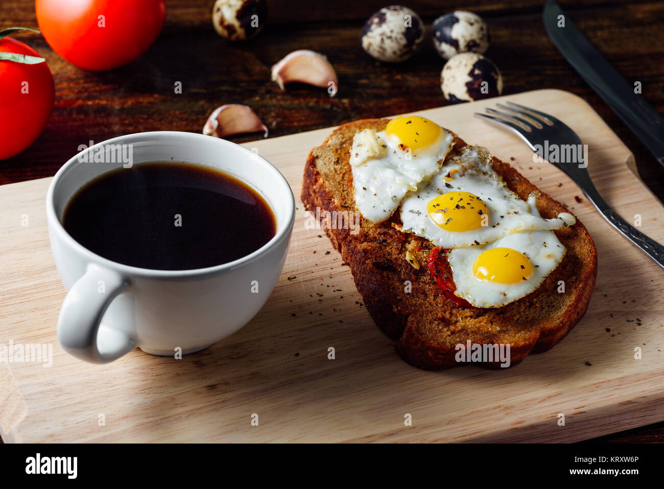 Breakfast with Cup of Coffee and Toast Stock Photo - Alamy