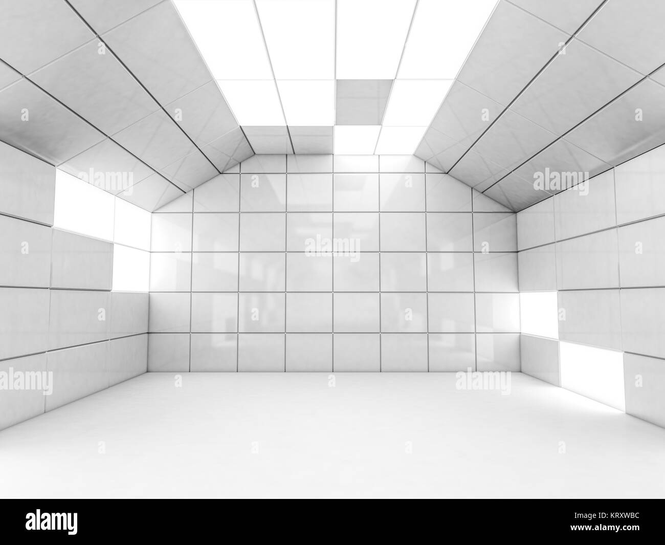 Simple empty room interior with lamps. 3D rendering Stock Photo - Alamy