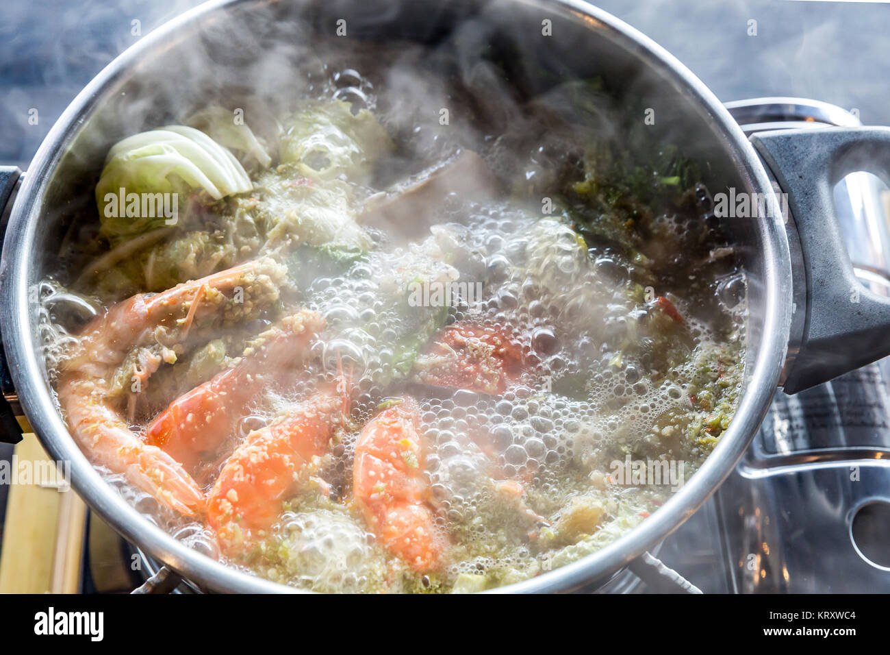 Seafood hot pot Stock Photo - Alamy