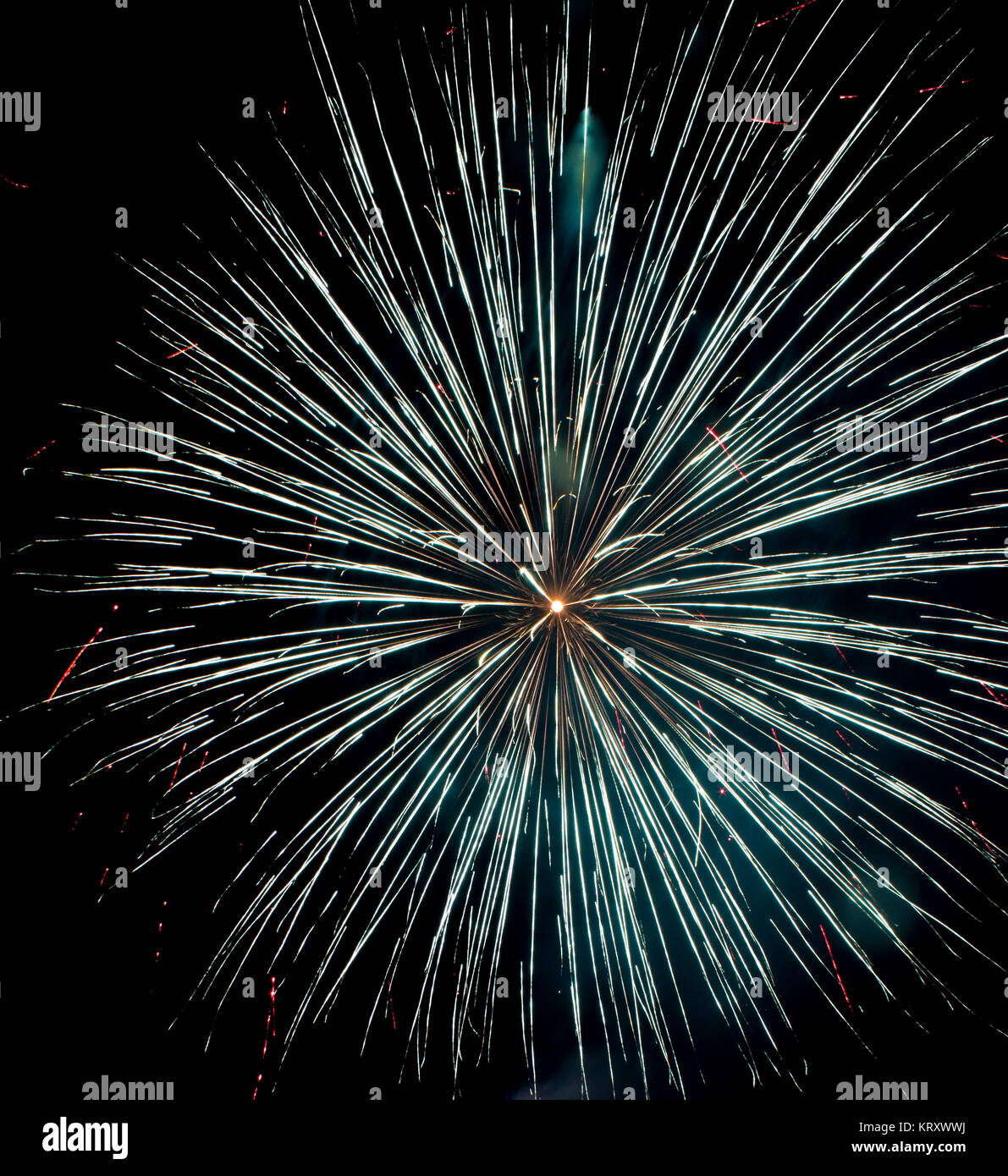 Beautiful silver star from fireworks. The black sky illuminates the ...