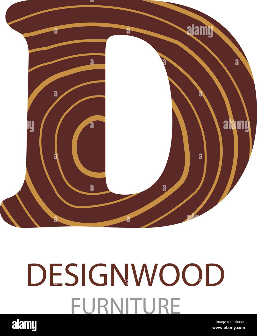 Logo letter. Concept of saw cut tree trunk, isolated on white ba Stock ...