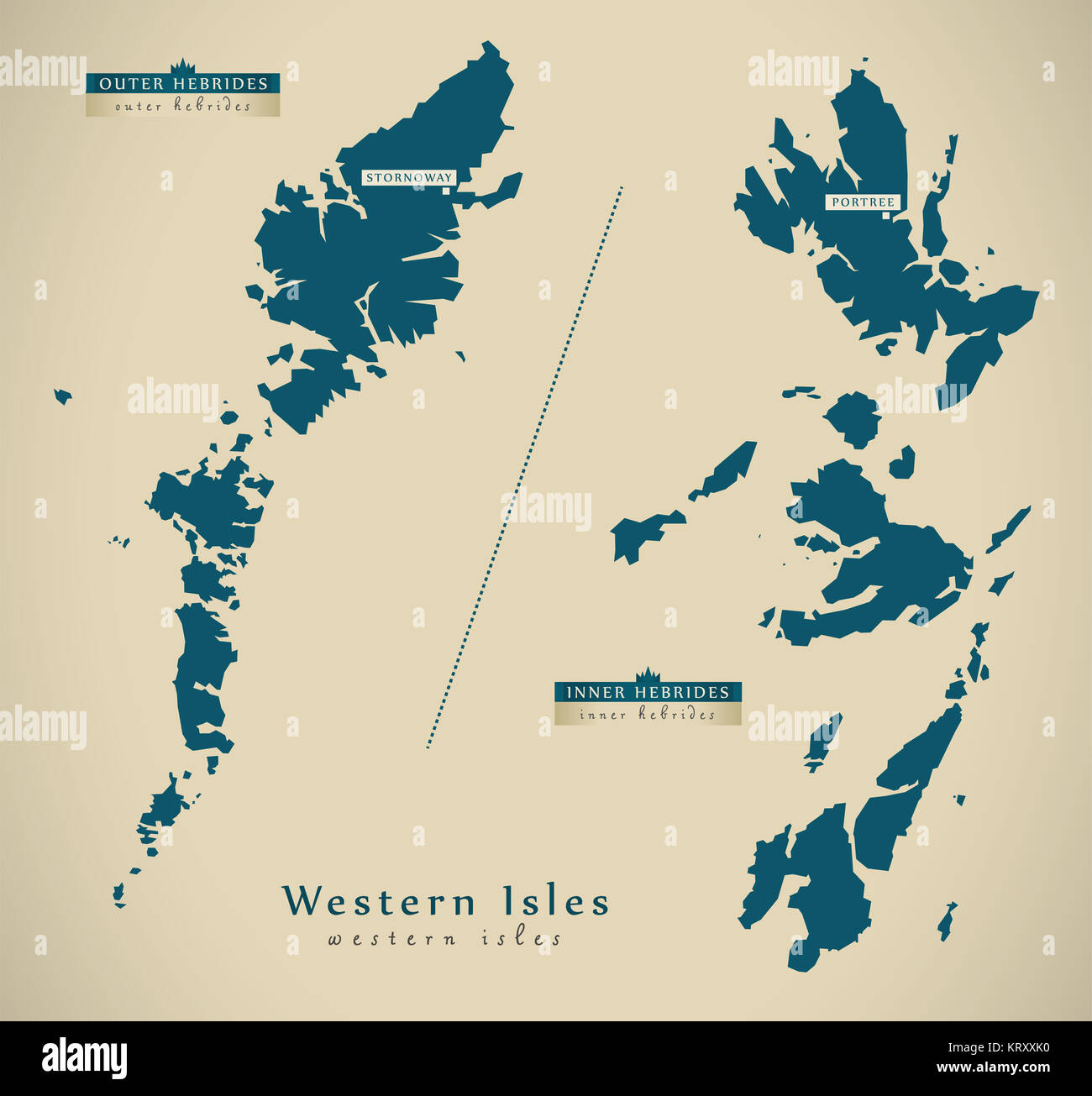 Modern Map - Western Isles UK Scotland illustration Stock Photo - Alamy