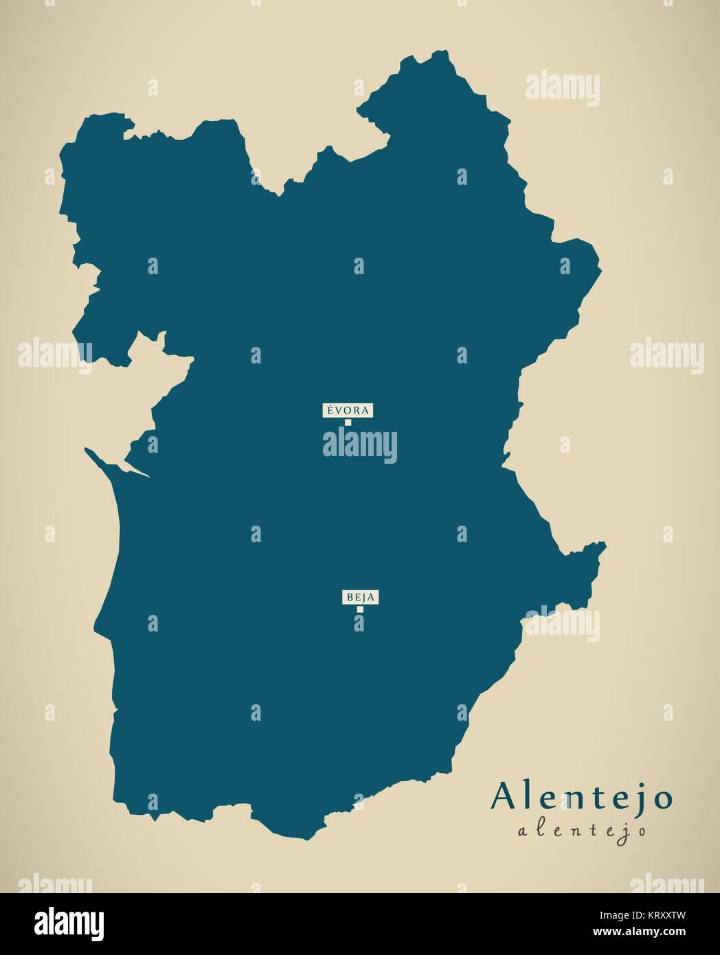 Modern Map - Alentejo Portugal PT illustration Stock Photo - Alamy