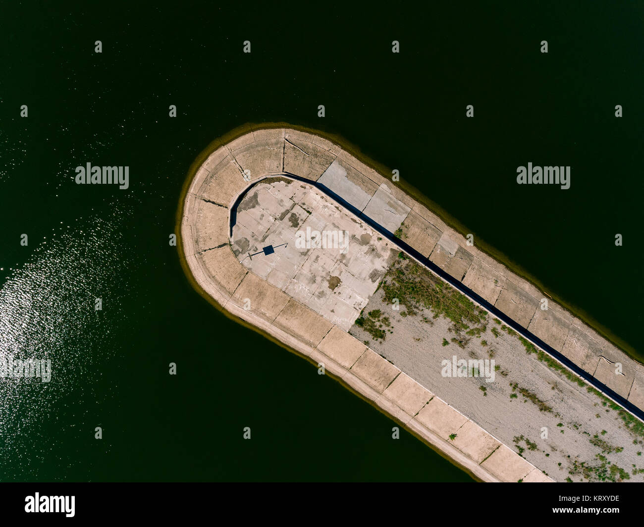 Aerial view of breakwater at sea, mole, pier, cutwater Stock Photo - Alamy