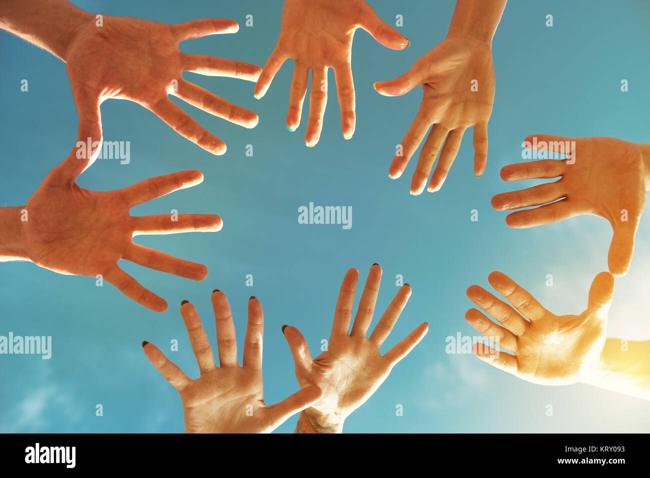 Many hands circle hi-res stock photography and images - Alamy