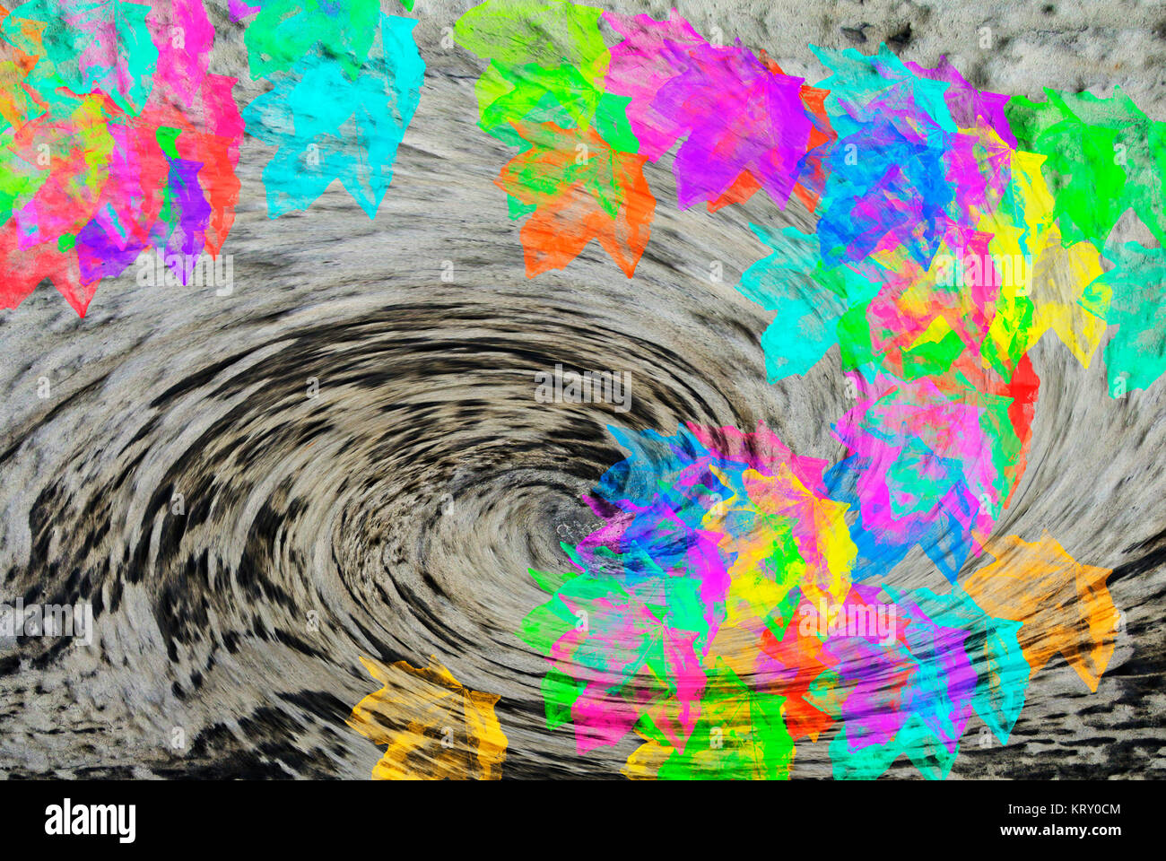 autumnal painted leaves with whirl wind Stock Photo - Alamy
