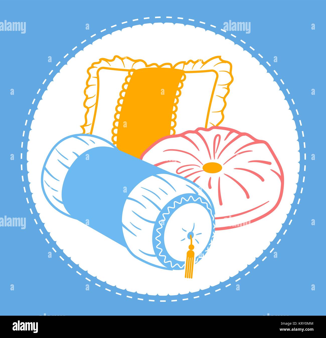 cushion set icon in the linear style. pillows of different shapes and ...