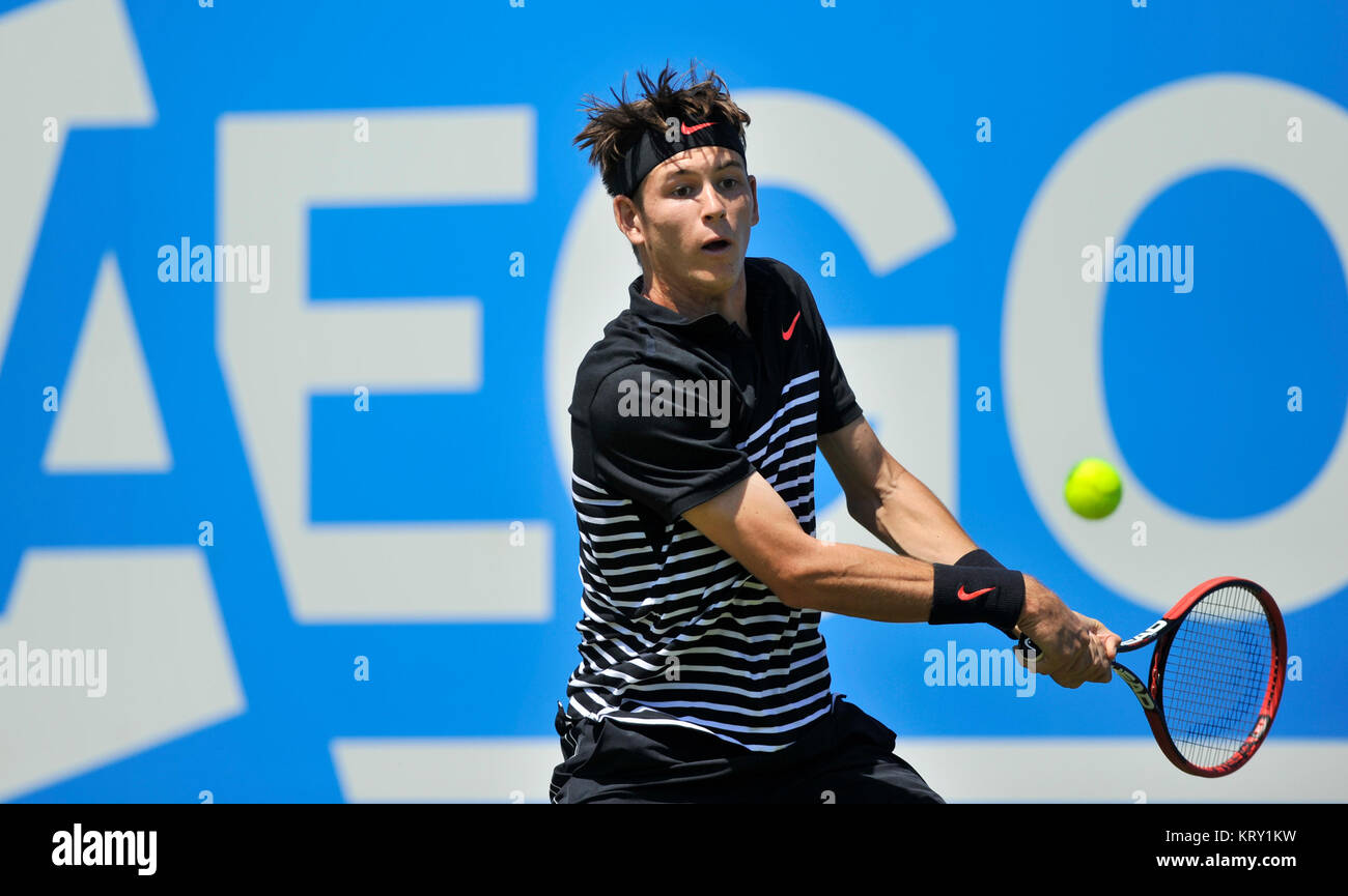 LONDON, ENGLAND - JUNE 16: Jared Donaldson during day two of the Aegon ...