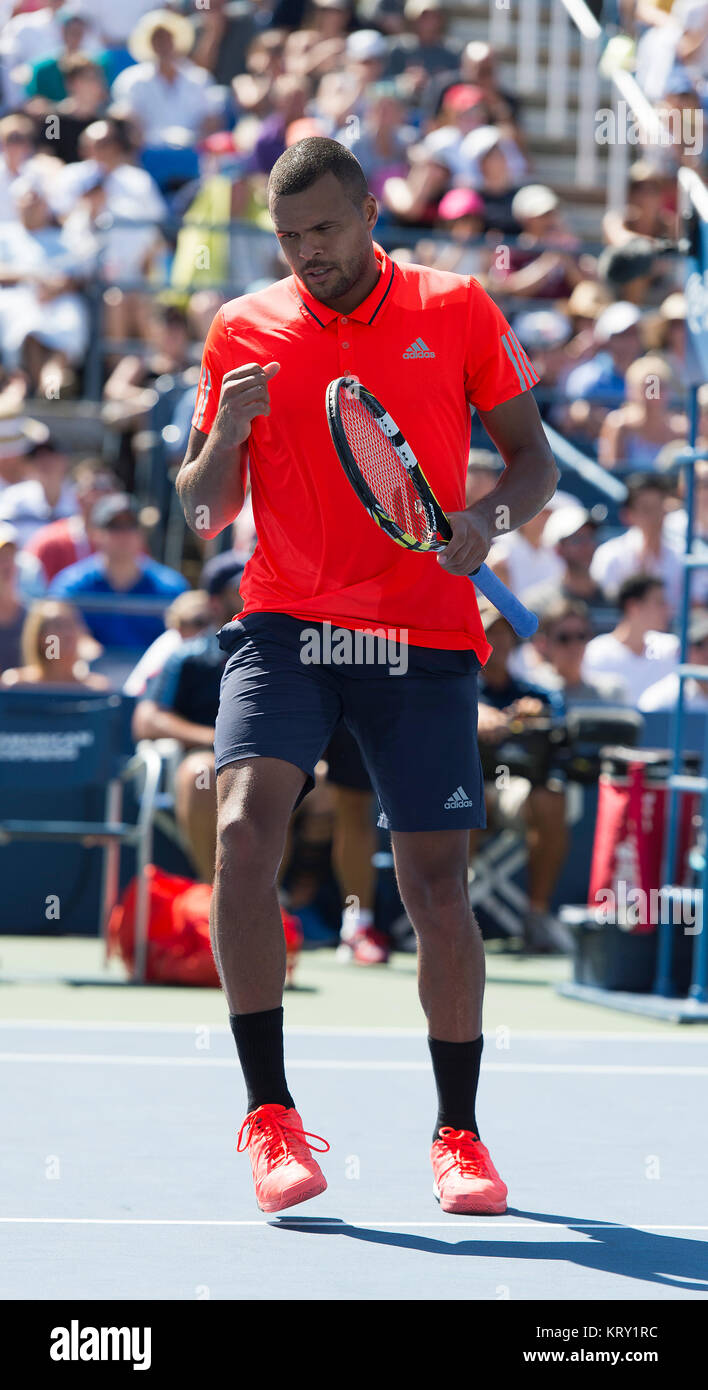 NEW YORK, NY - SEPTEMBER 06: Jo-Wilfried Tsonga on day seven of the 2015 US Open at the USTA ...