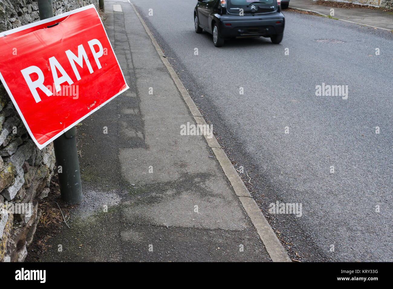 Ramp sign board on the road Stock Photo - Alamy