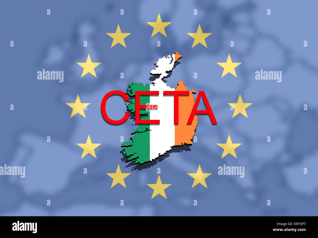 ceta - comprehensive economic and trade agreement,ireland map Stock ...
