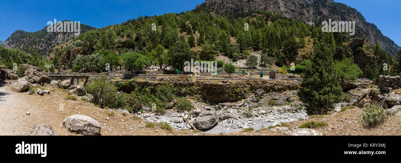 Samaria Gorge. The ruins of an abandoned village. Island of Crete ...