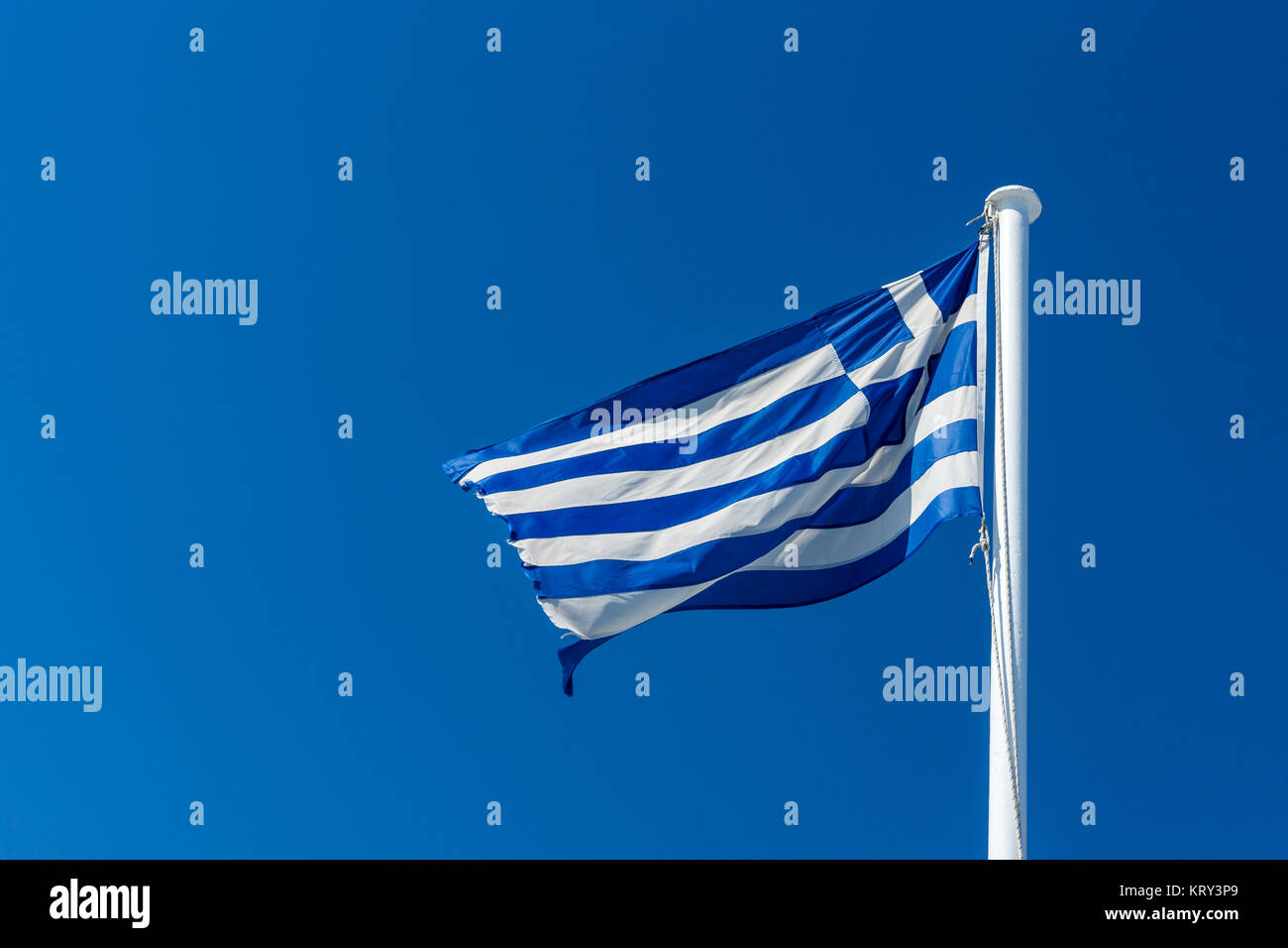 State flag of Greece against the blue sky Stock Photo - Alamy