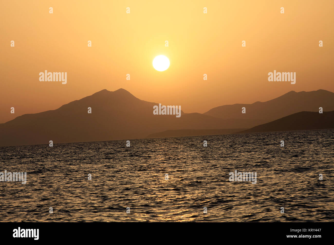 Magnificent sunset on sea, Greece Stock Photo - Alamy