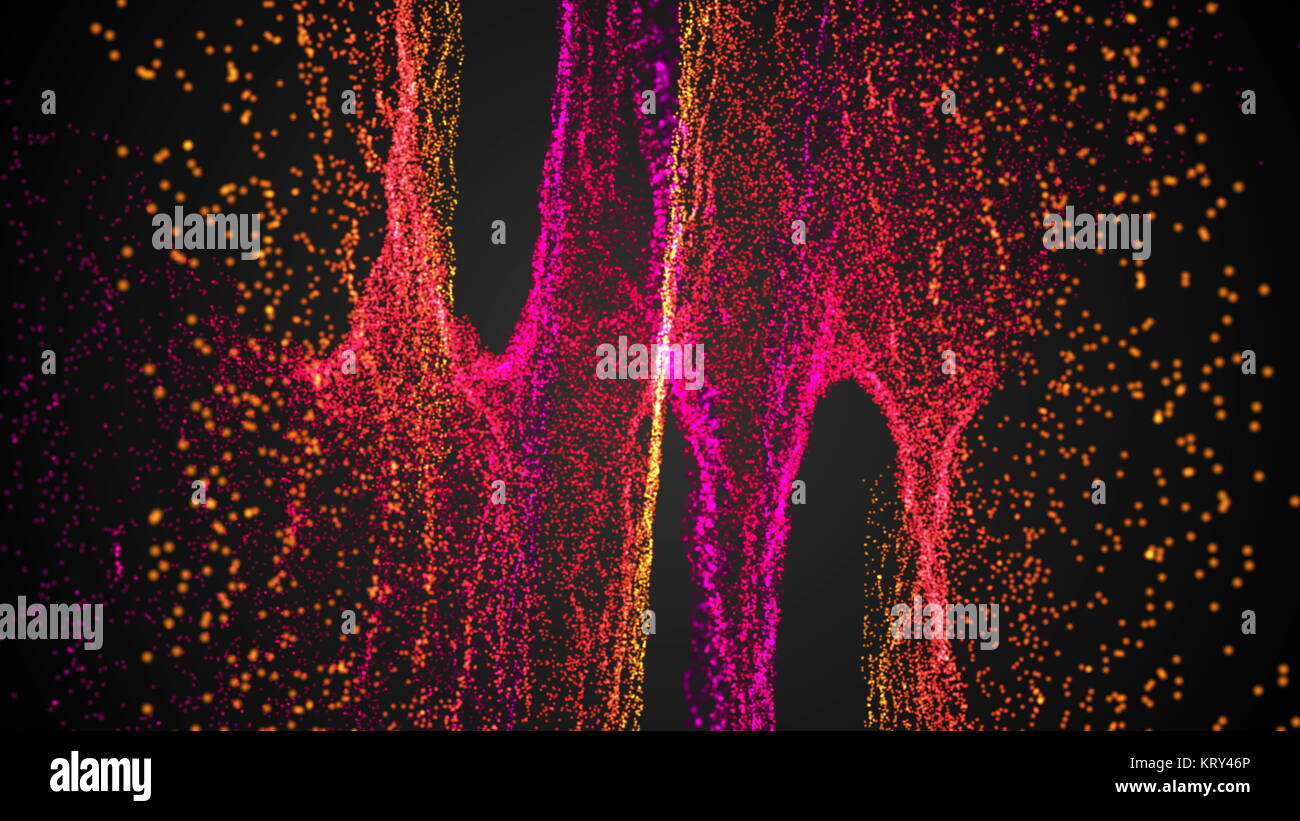 rendering background with twisted particle strings. Dark digital abstract Stock Photo - Alamy