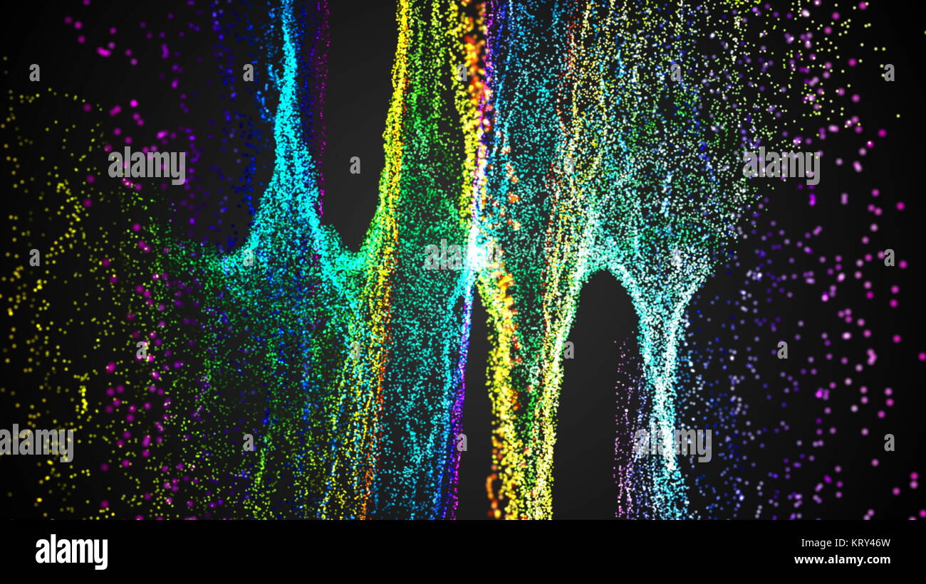 rendering background with twisted particle strings. Dark digital abstract Stock Photo - Alamy