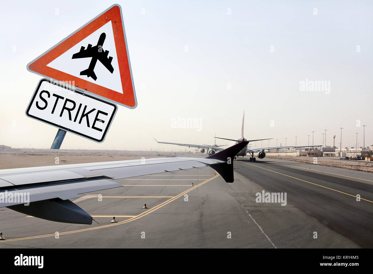 strike at the airport - airport strike - strike in air traffic Stock ...