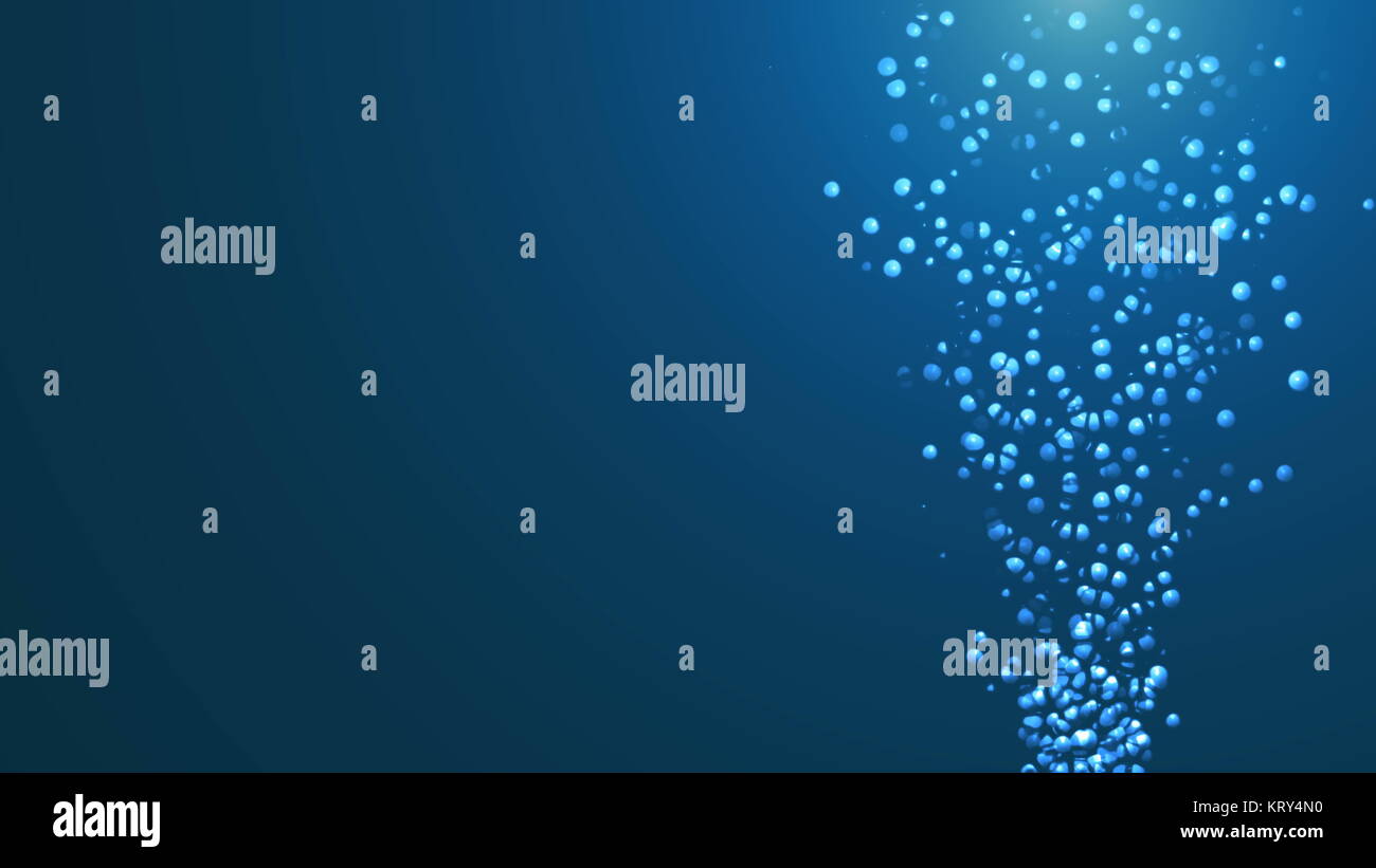 Abstract background with beautiful particles. Underwater bubbles in ...