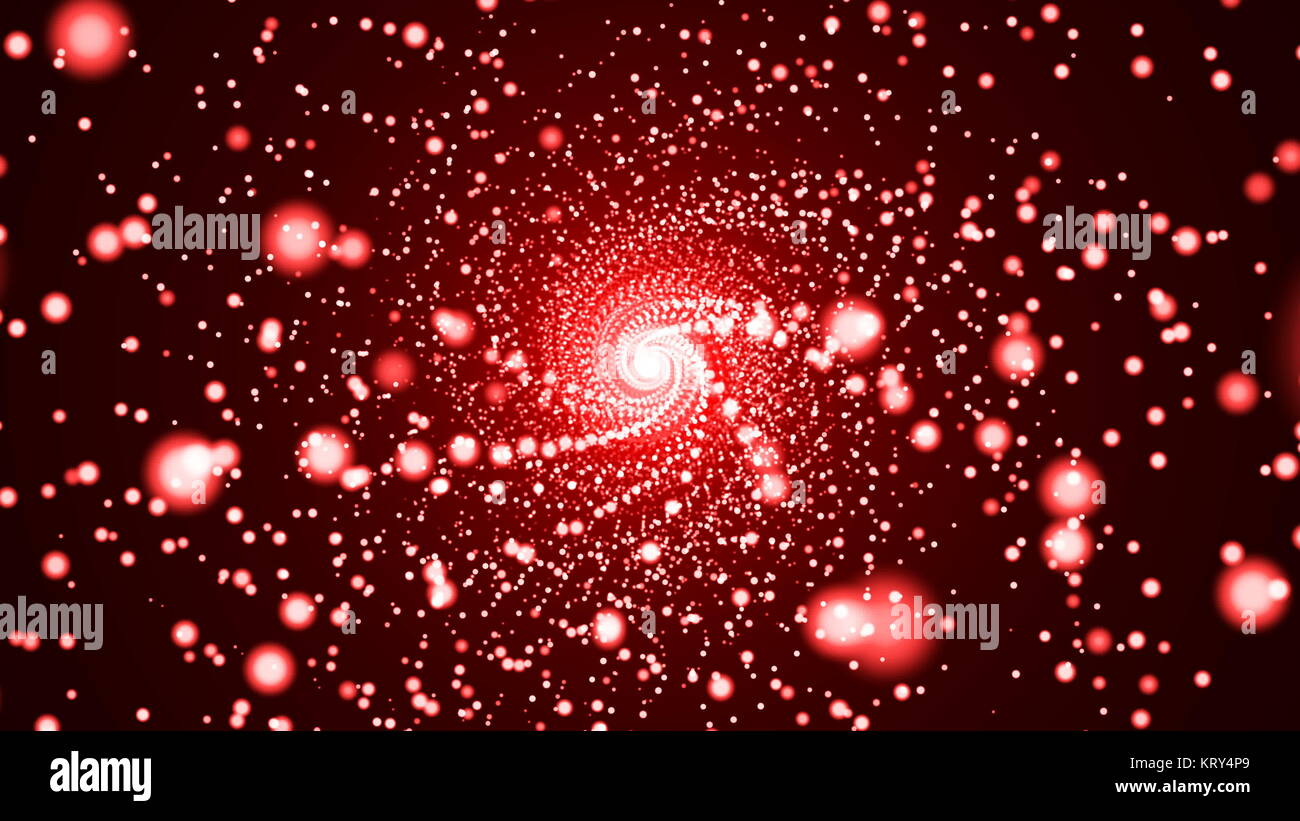 Abstract background with spiral particles and flares Stock Photo - Alamy