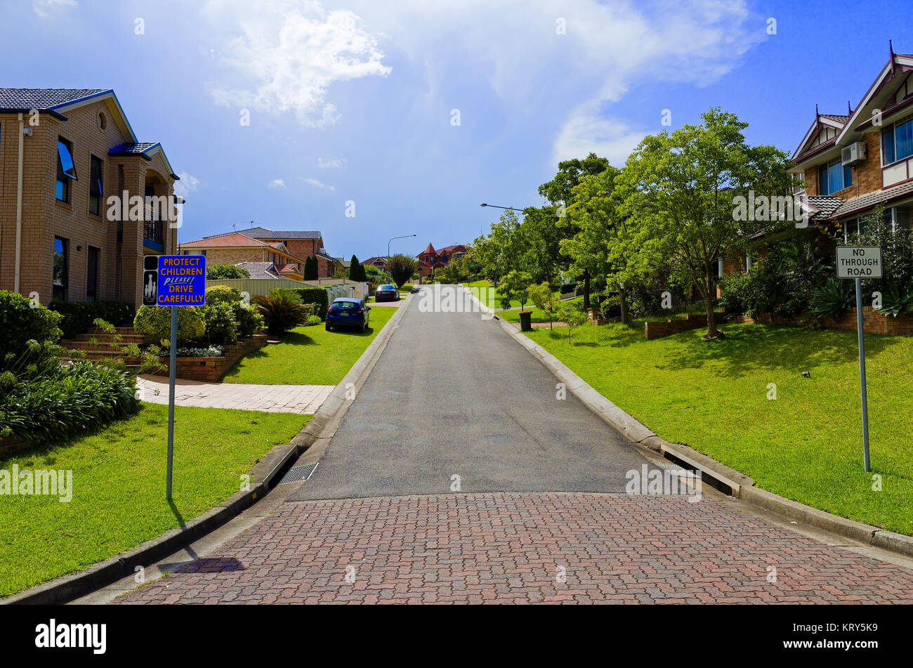 A suburban street with typical middle class houses in Australia Stock ...