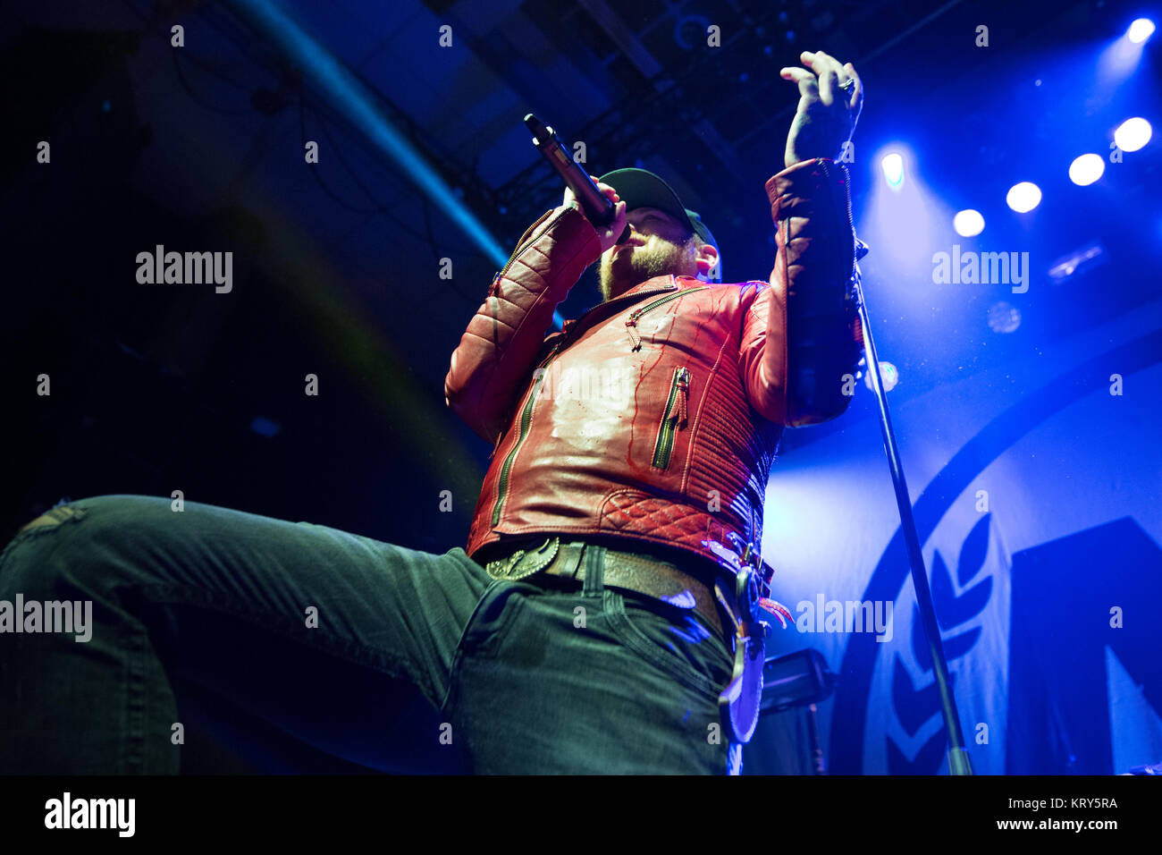 The English metalcore band Asking Alexandria performs a live concert at ...