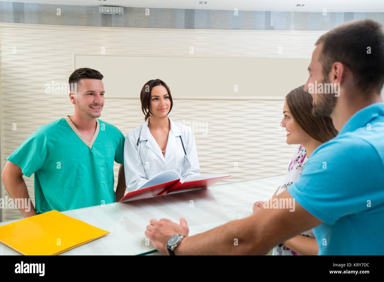 clinic, profession, people, health care and medicine concept - happy ...