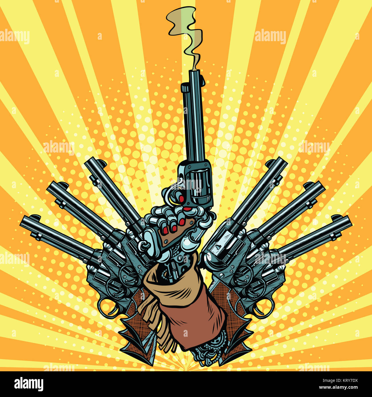 Hand with revolvers shot pop art weapons Stock Photo - Alamy