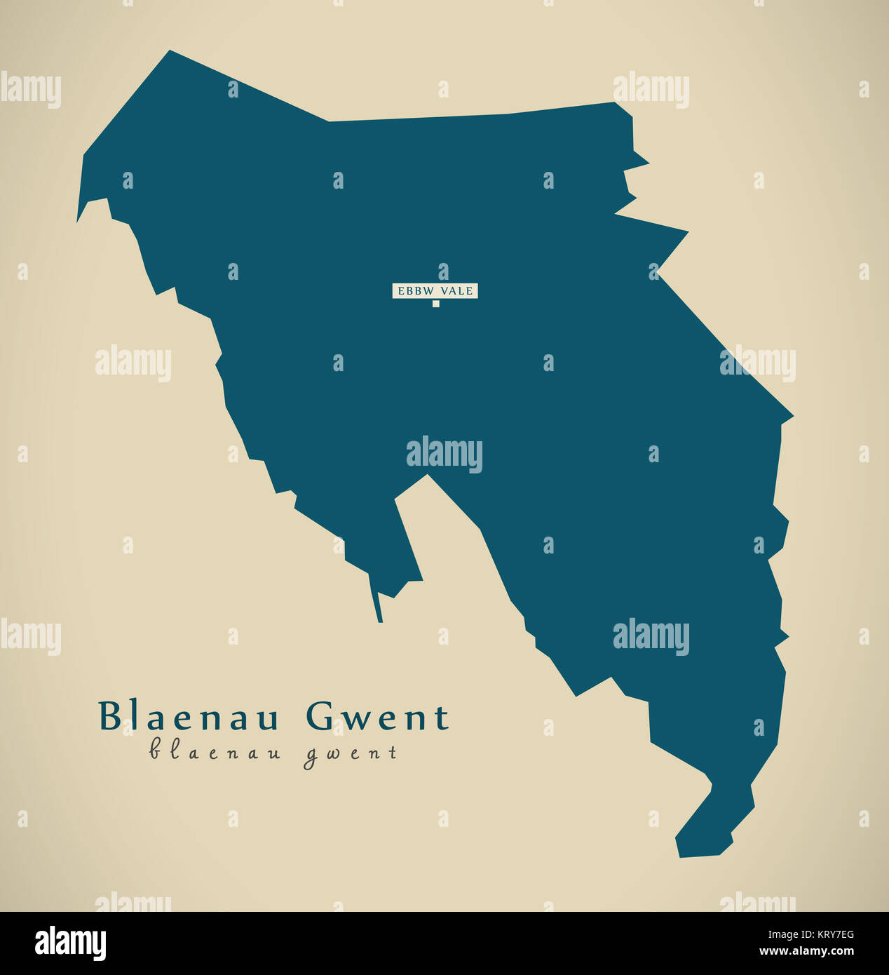 Modern Map - Blaenau Gwent Wales UK illustration Stock Photo - Alamy