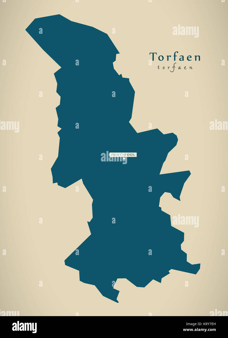 Modern Map - Torfaen Wales UK illustration Stock Photo - Alamy
