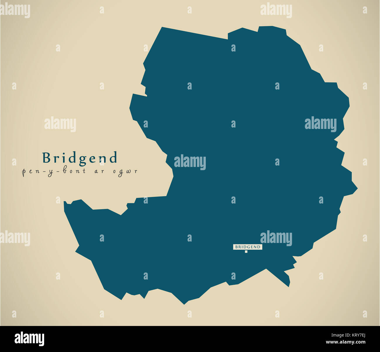 Modern Map - Bridgend Wales UK illustration Stock Photo - Alamy