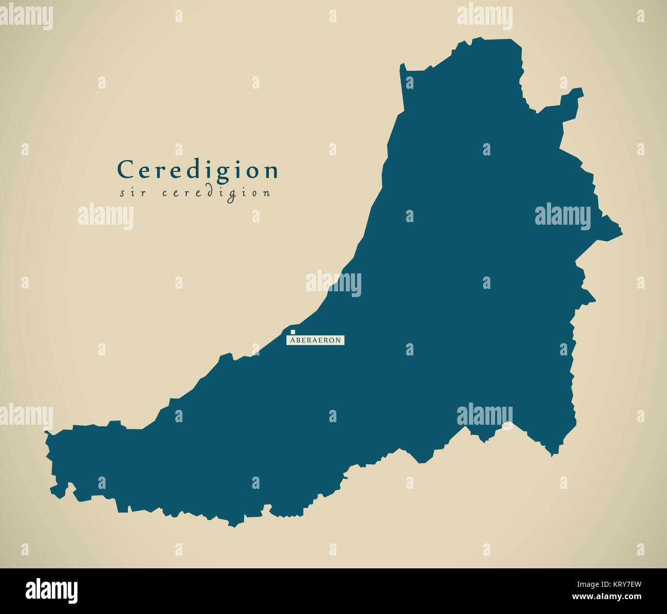 Modern Map - Ceredigion Wales UK illustration Stock Photo - Alamy