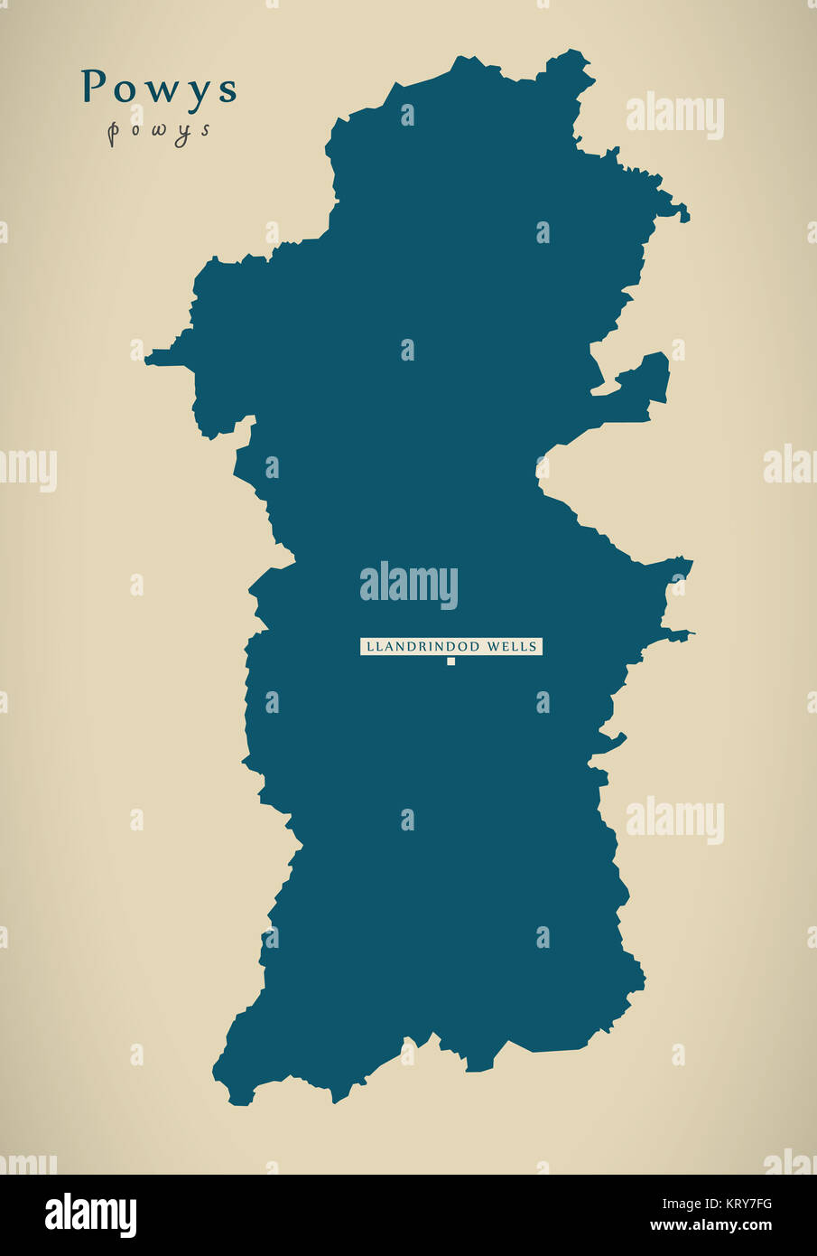 Modern Map - Powys Wales UK illustration Stock Photo - Alamy