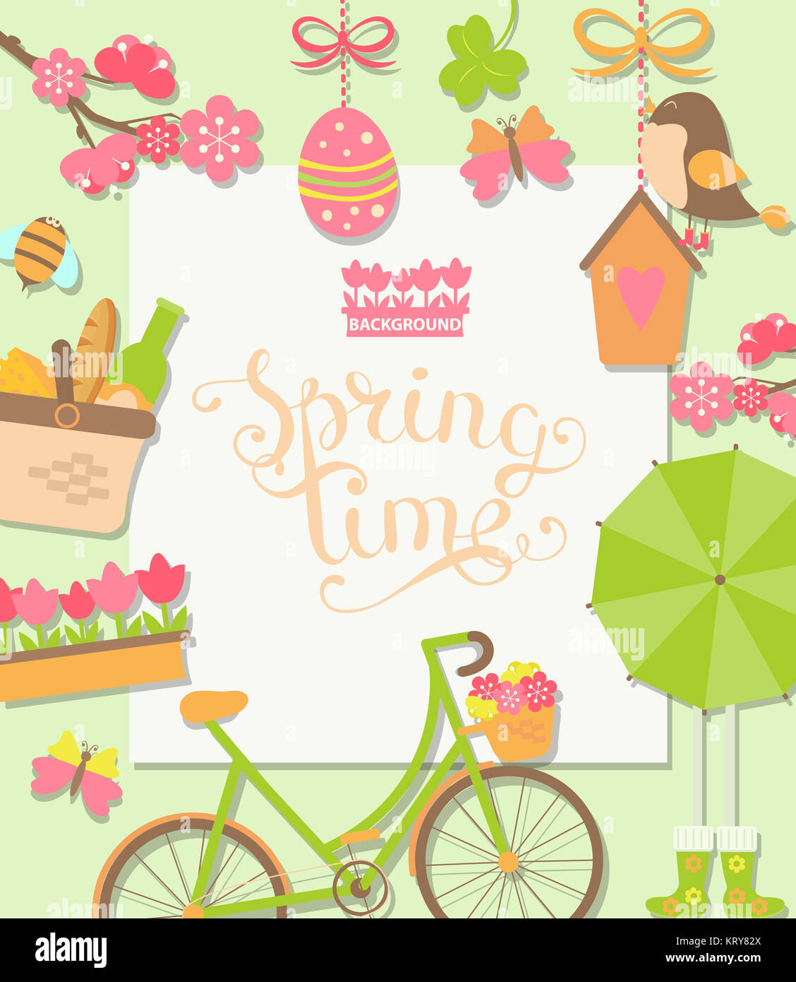 Spring background, vector illustration Stock Photo - Alamy