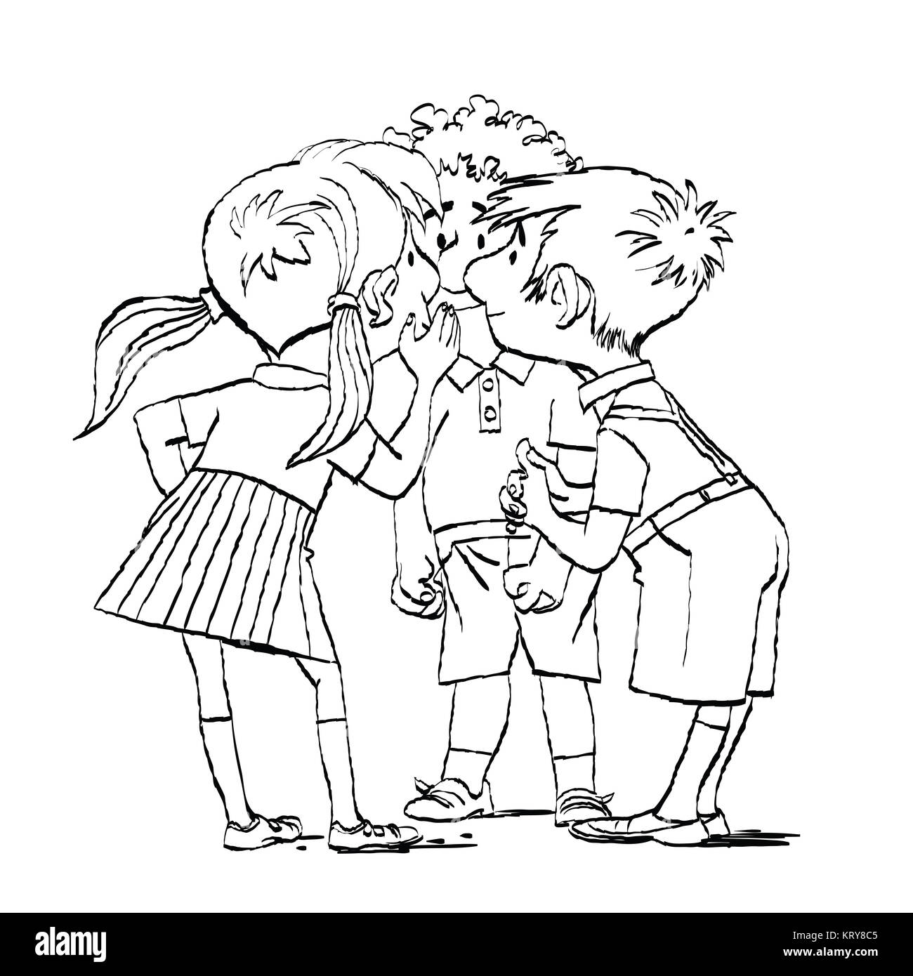 Kids Whispering Black And White