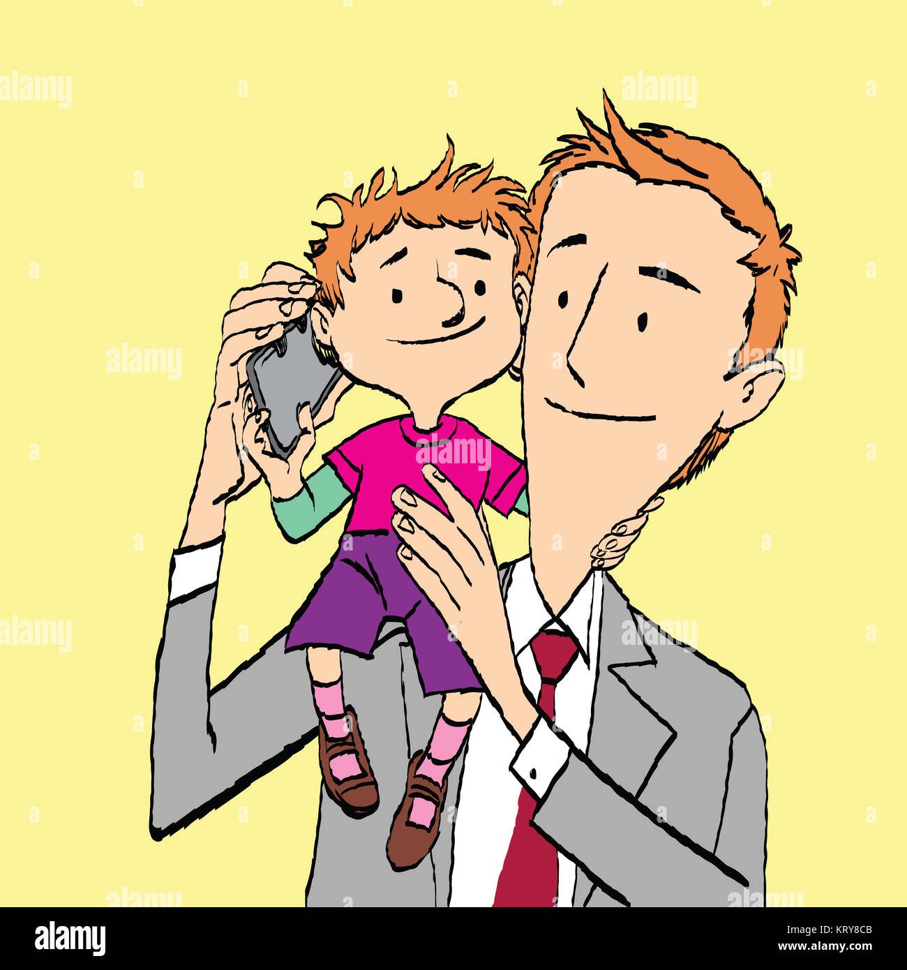 Dad and son talking on the smartphone Stock Photo - Alamy