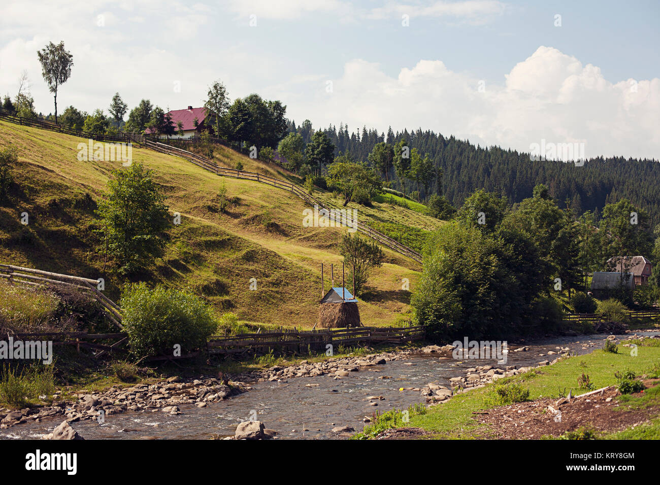 Small settlement mountain Rural nature Stock Photo - Alamy