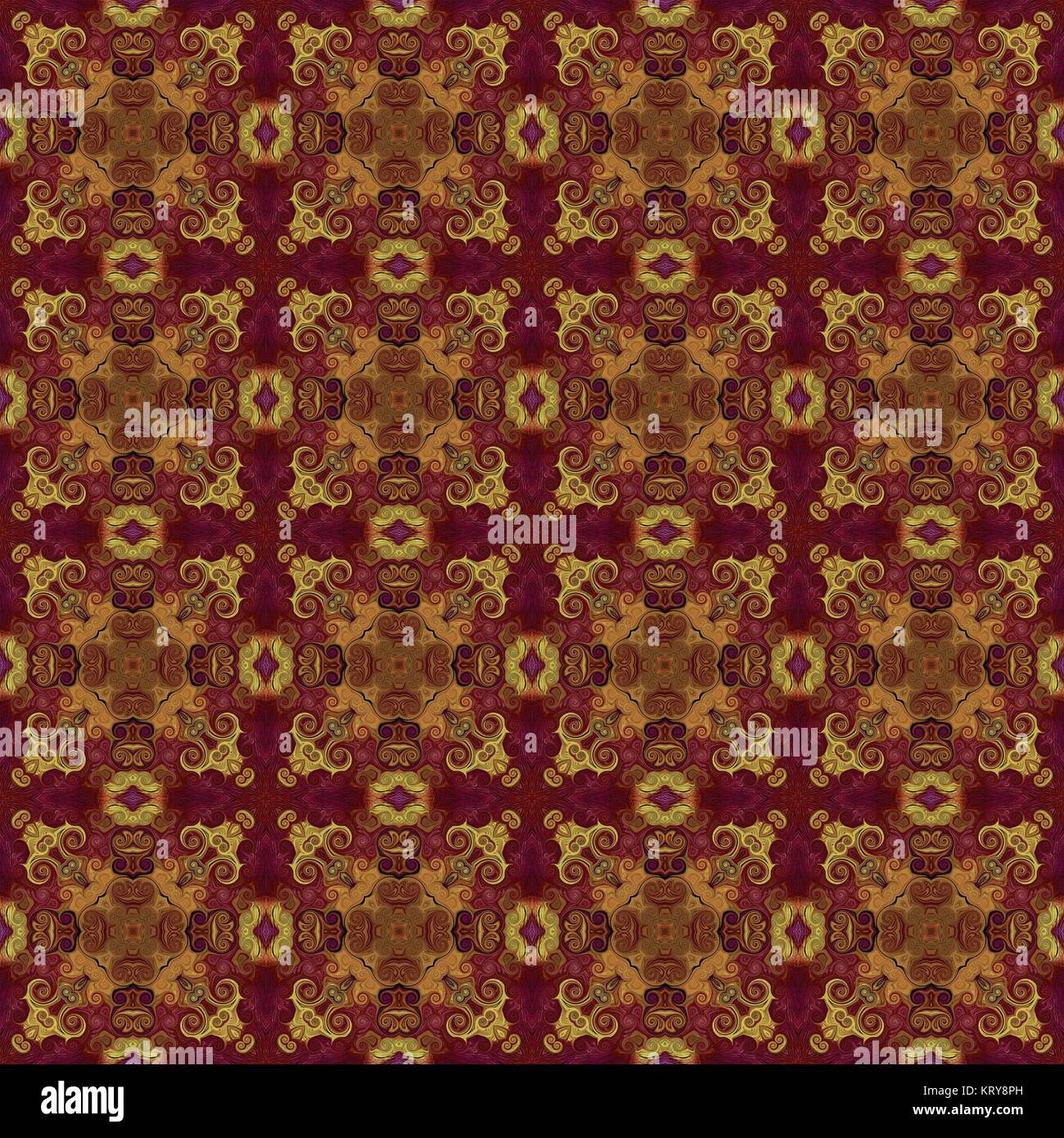Seamless raster pattern in oriental style Flower psychedelic mosaic ...