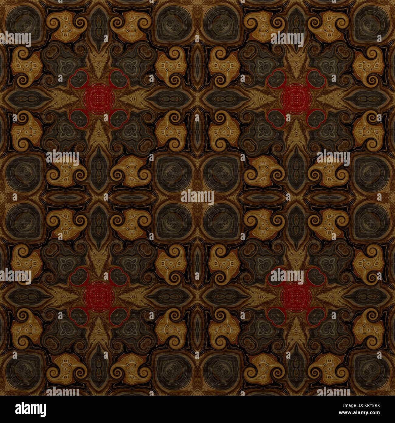 Seamless raster pattern in oriental style Flower psychedelic mosaic ...