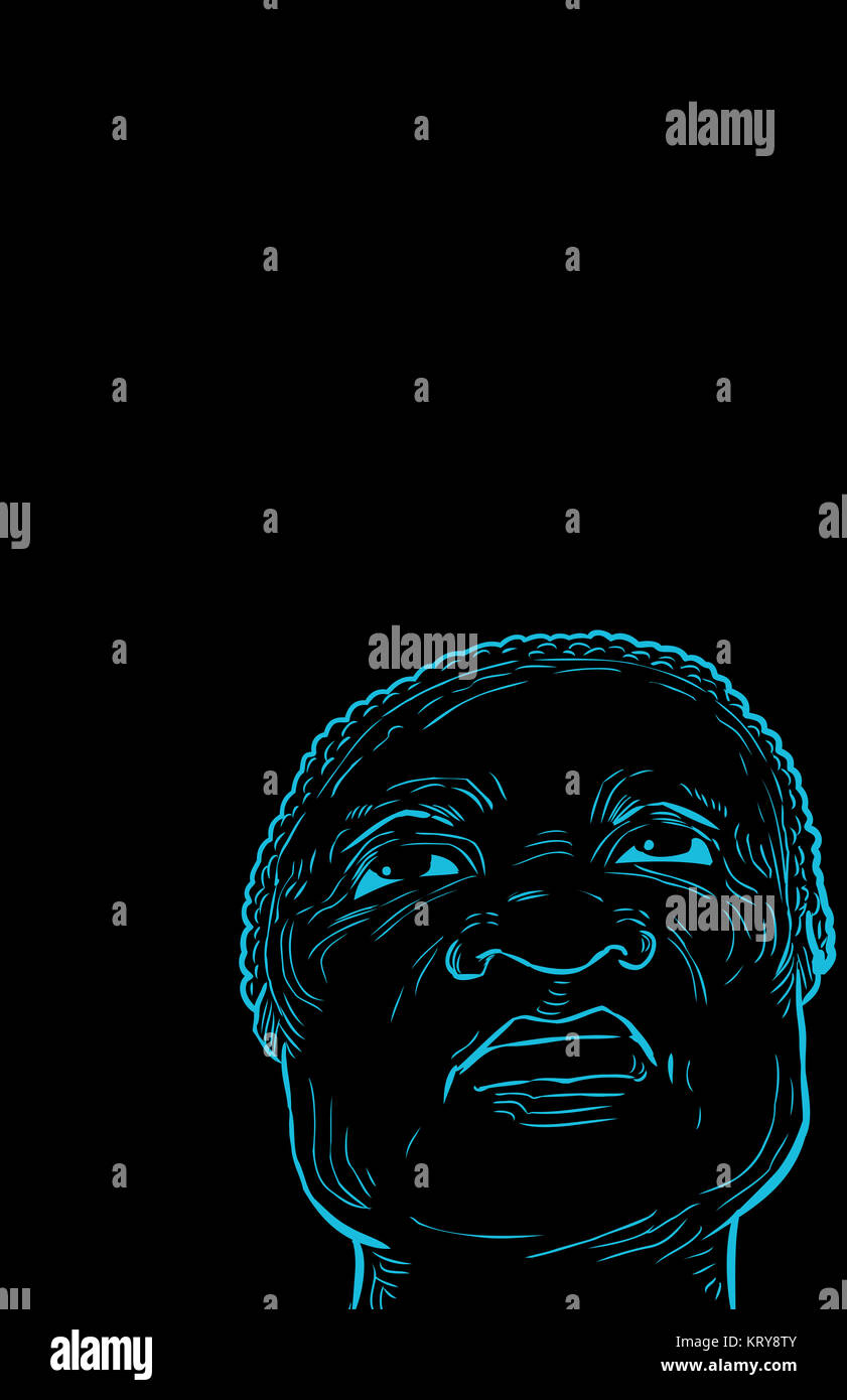 Senior man looking upward over black background Stock Photo - Alamy