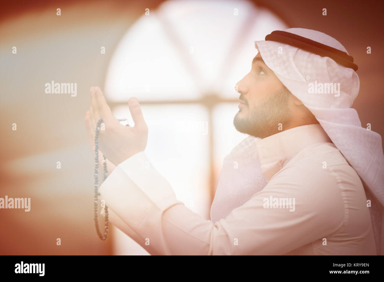 Religious muslim man praying inside the mosque Stock Photo - Alamy