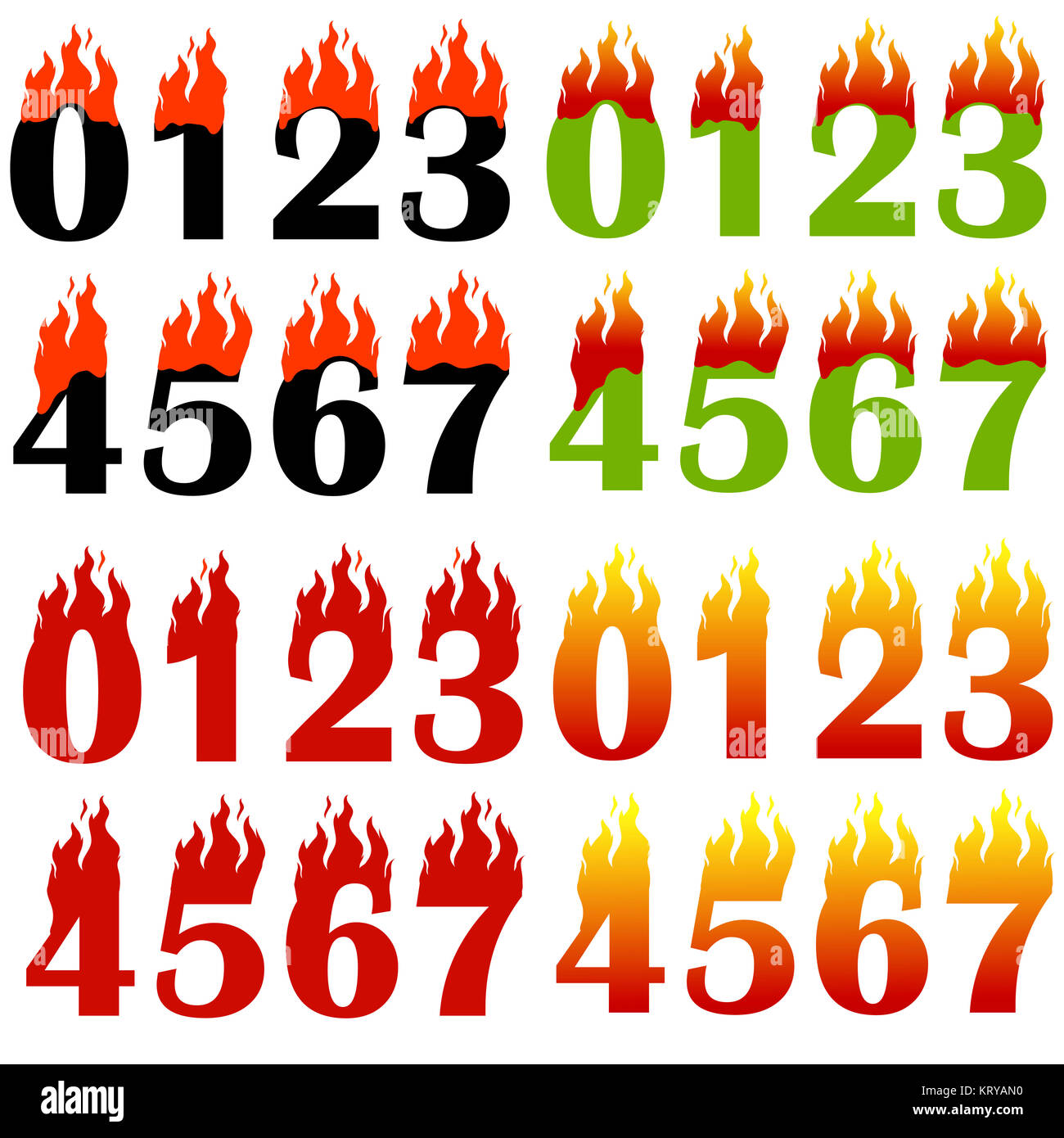 Burning Numbers Isolated Stock Photo - Alamy