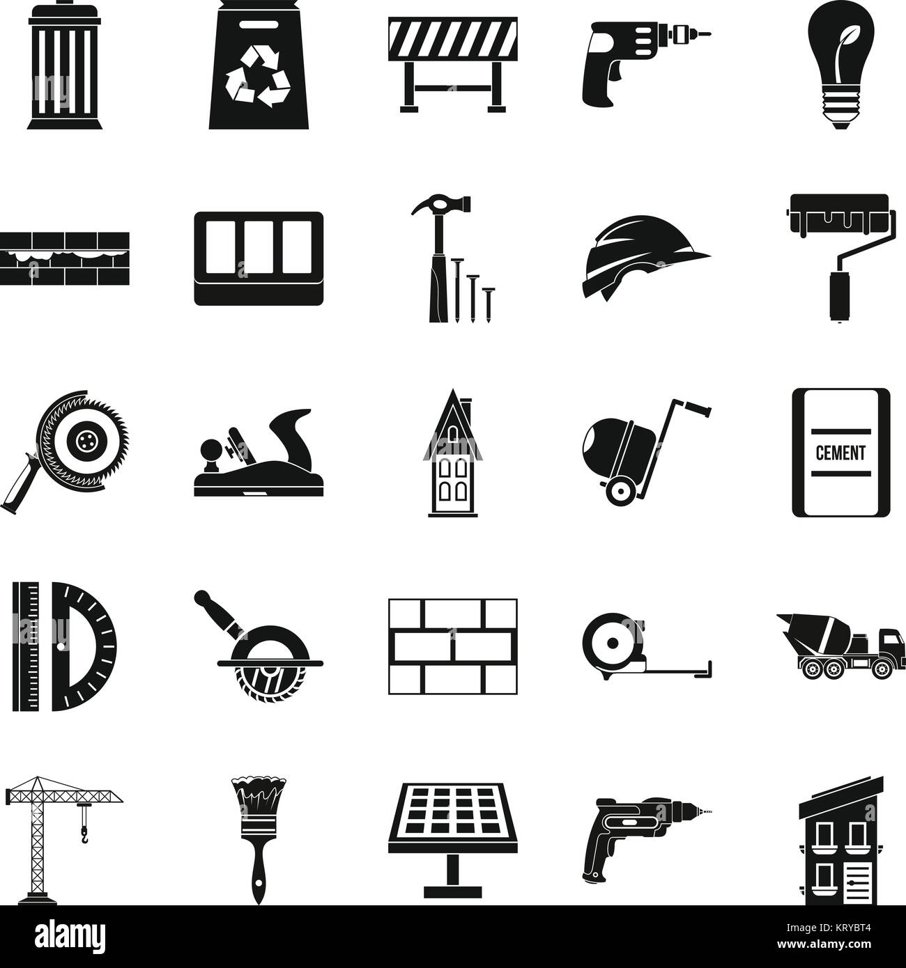 Construction of district icons set, simple style Stock Vector Image ...
